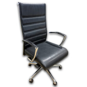 Used Black High Back Conference Chair W/ Fixed Loop Arms | Office ...